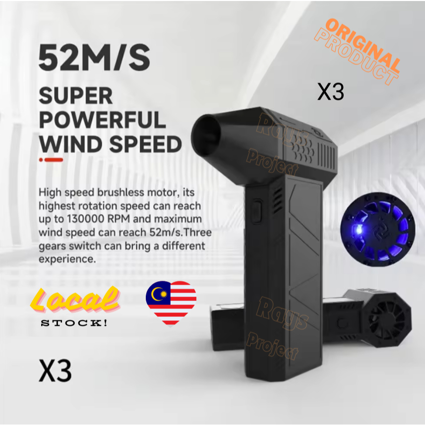Latest Most Powerful X3 Mini Turbo Fan 130000 RPM Portable Cordless ...
