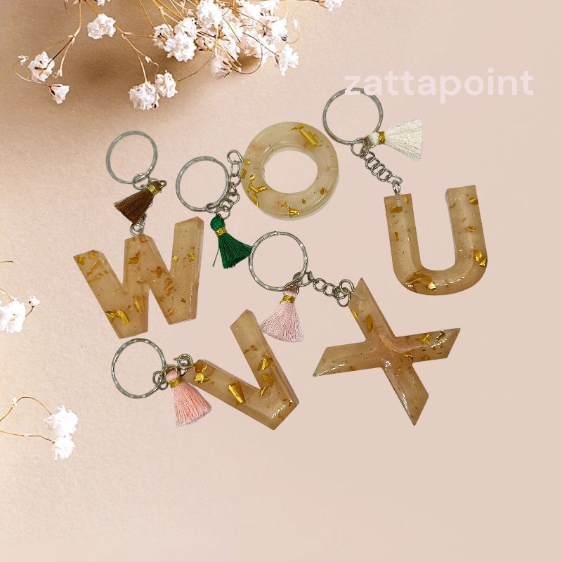 Resin Alphabet Keychain Handmade - Sheer Gold (READY STOCK) | Shopee ...