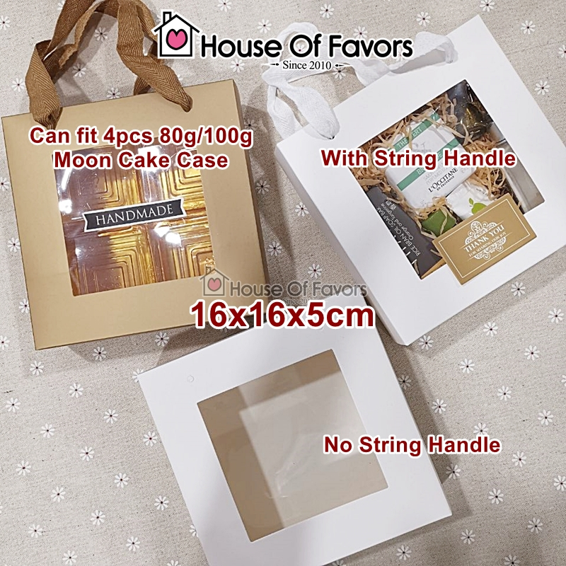 25pcs 16x16x5cm Gift Box With String & Window Hari Raya Packaging Box ...