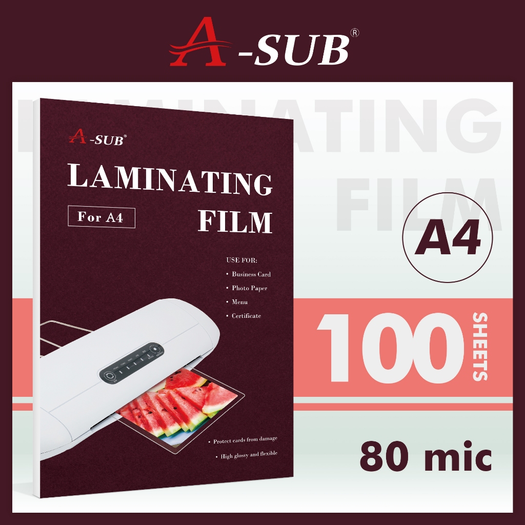 【80MIC】A-SUB A4 LAMINATOR FILM 100pcs Laminate Film 80Mic laminate pouches | Shopee Malaysia