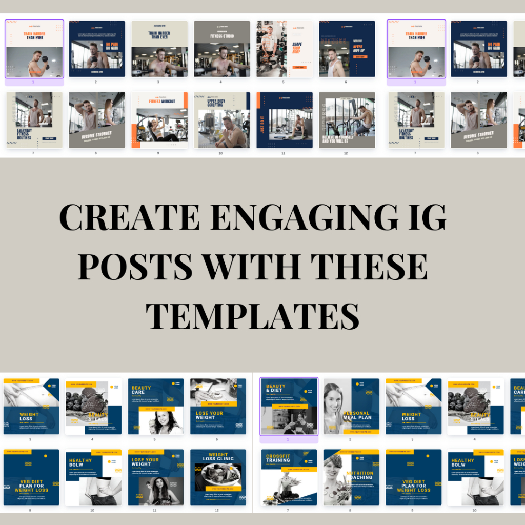"FitGram Pro: 5-Pack Shopee-Ready IG Templates"/ Canva/ IG Post/Graphic ...