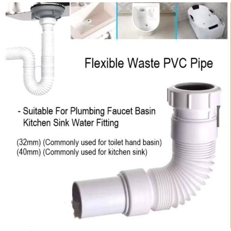 Flexible Tube Hose Pipe Unitrap Outlet PVC 1-1/4 Inch, 1-1/2 Inch ...