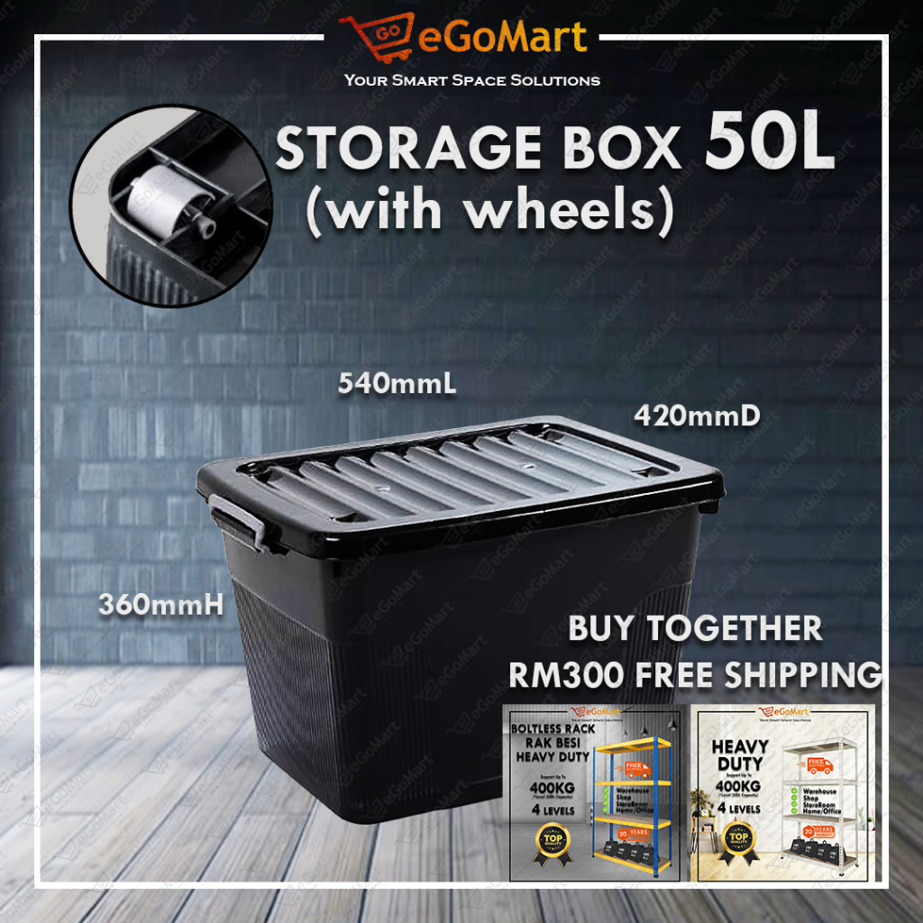 eGoMart Storage Box 50 Litre /Kotak Simpanan dengan roda/Storage Box ...