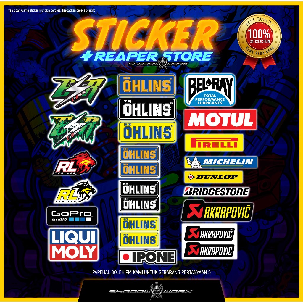 STICKER ESR / ESR LELEH / OHLINS / BRIDGESTONE / MICHELIN / REDBULL ...