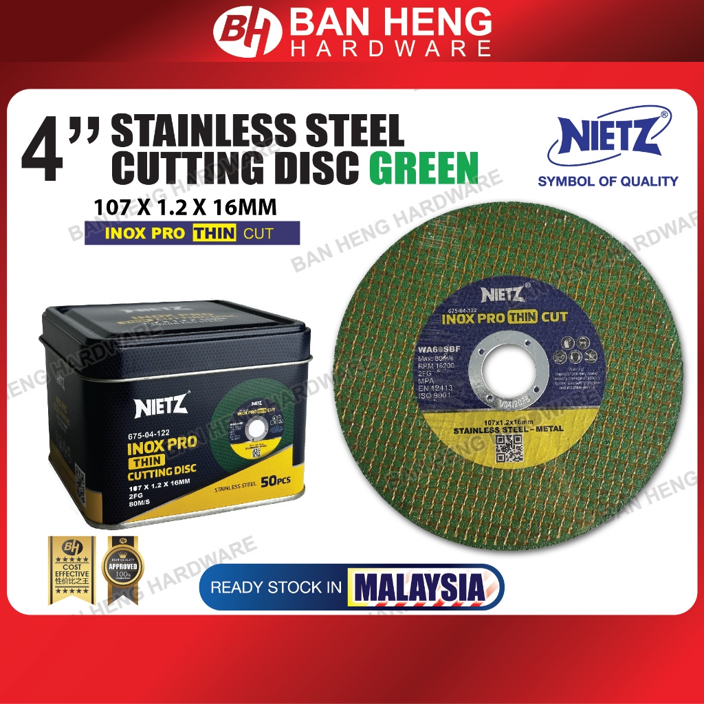 Nietz Stainless Steel Cutting Disc PER BOX 107 X 1.2 X 16MM | Shopee ...