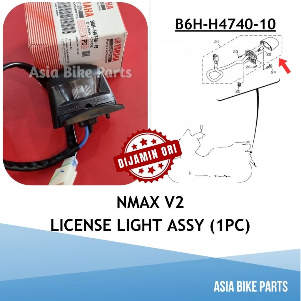 Yamaha Original NMAX V2 License Light / Lampu Nombor Plate - B6H-H4740 ...