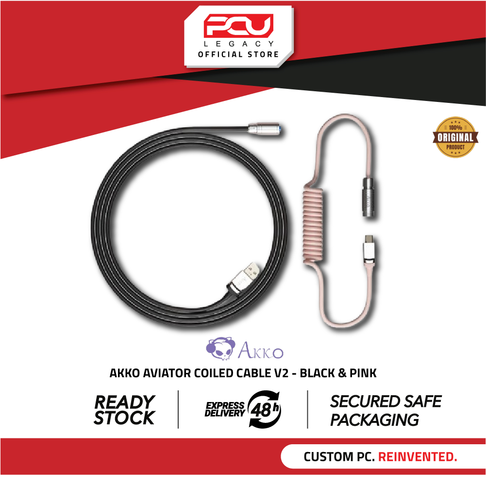 AKKO AVIATOR COILED CABLE V2 - BLACK & PINK | Shopee Malaysia