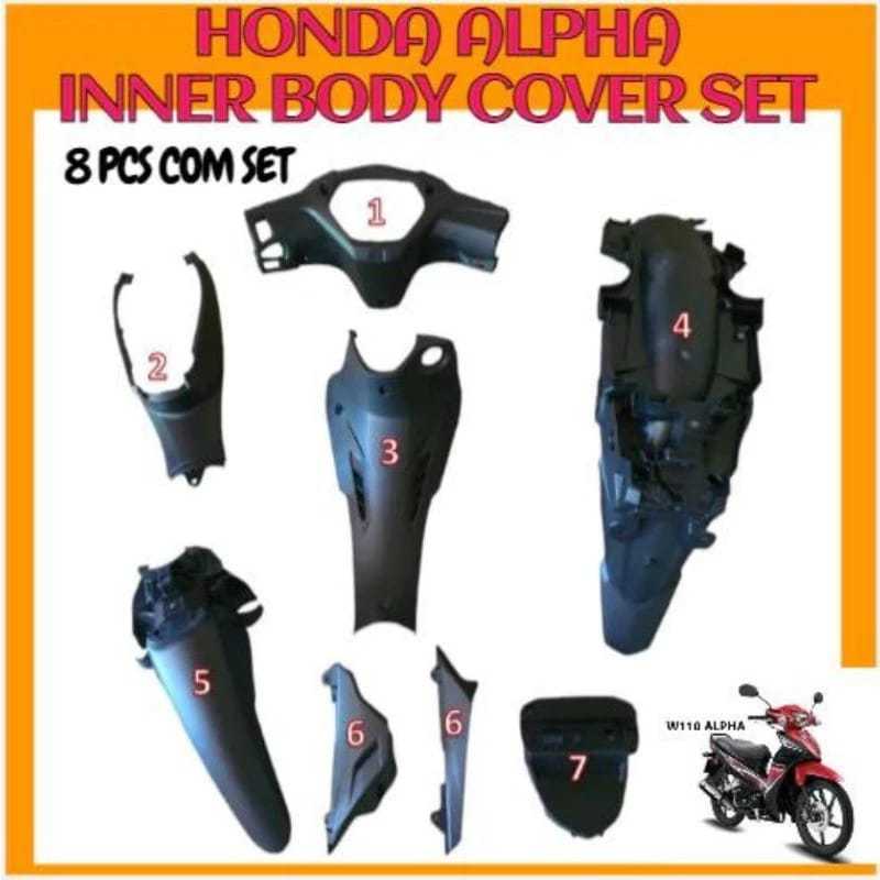 Honda WAVE ALPHA 110 CX V1 Inner Cover Full Set Kaver Hitam Meter Center Tank Front Fender Rear ...
