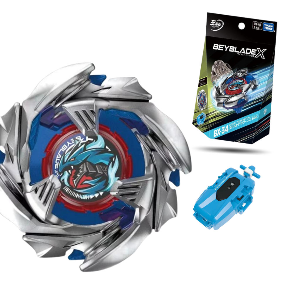 [BEYFAN] BX-34 Starter Cobalt Dragoon 2-60C (With Launcher) | Takara Tomy Beyblade X Basic Line ...