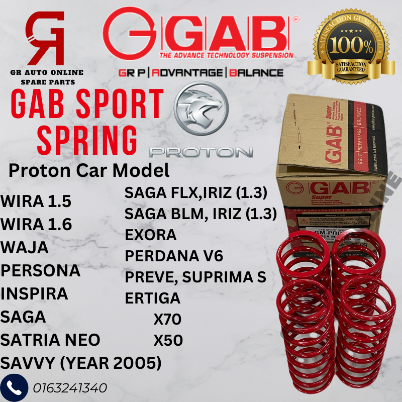 Original GAB Sport Spring Proton Saga BLM, FLX, Savvy, Satria Neo ...
