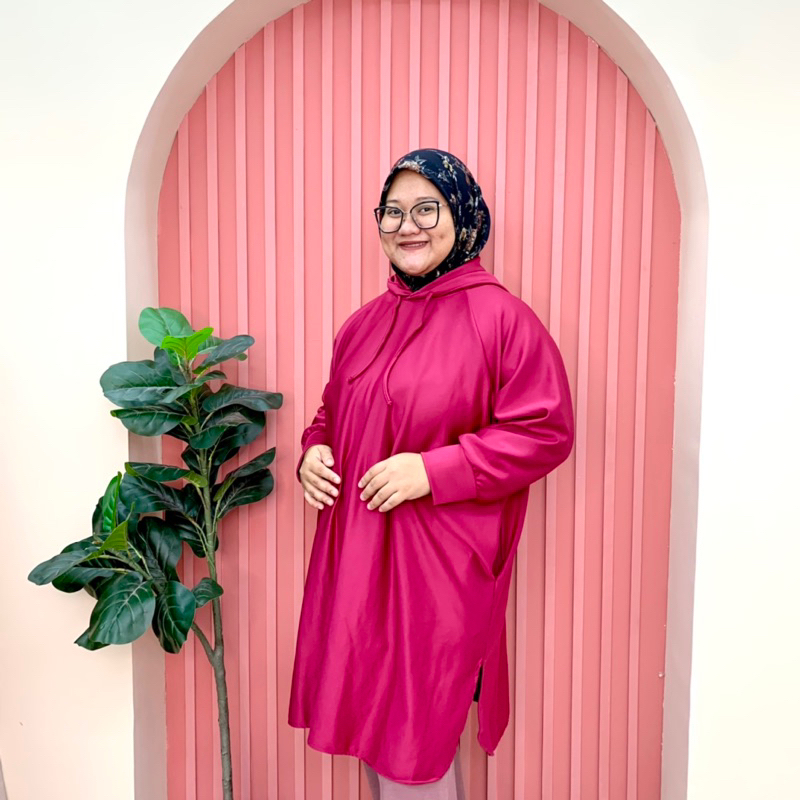 HOODIE LEONA LONG TOP SCUBA PLUS SIZE | Shopee Malaysia