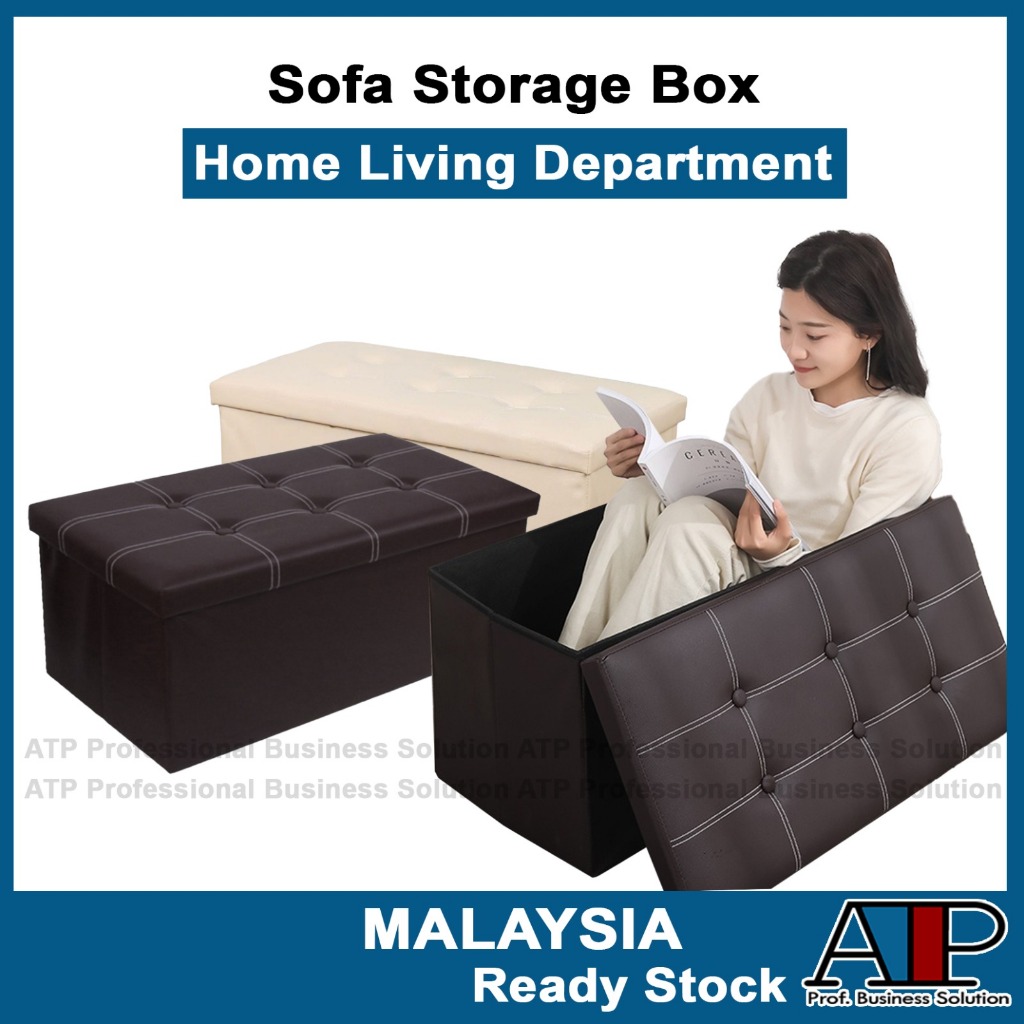 PU Leather Stool Chair Storage Stool Folding Foldable Storage Box Bench ...