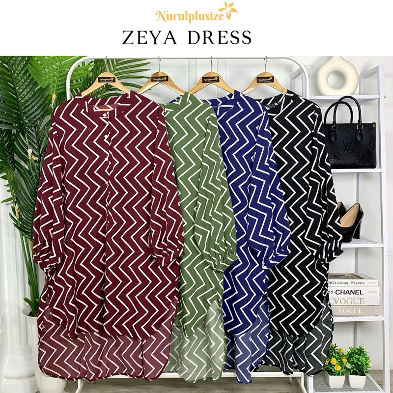 PLUSSIZE VINTAGE ZAGZAG MAXI DRESS IRONLESS Zeya | Shopee Malaysia