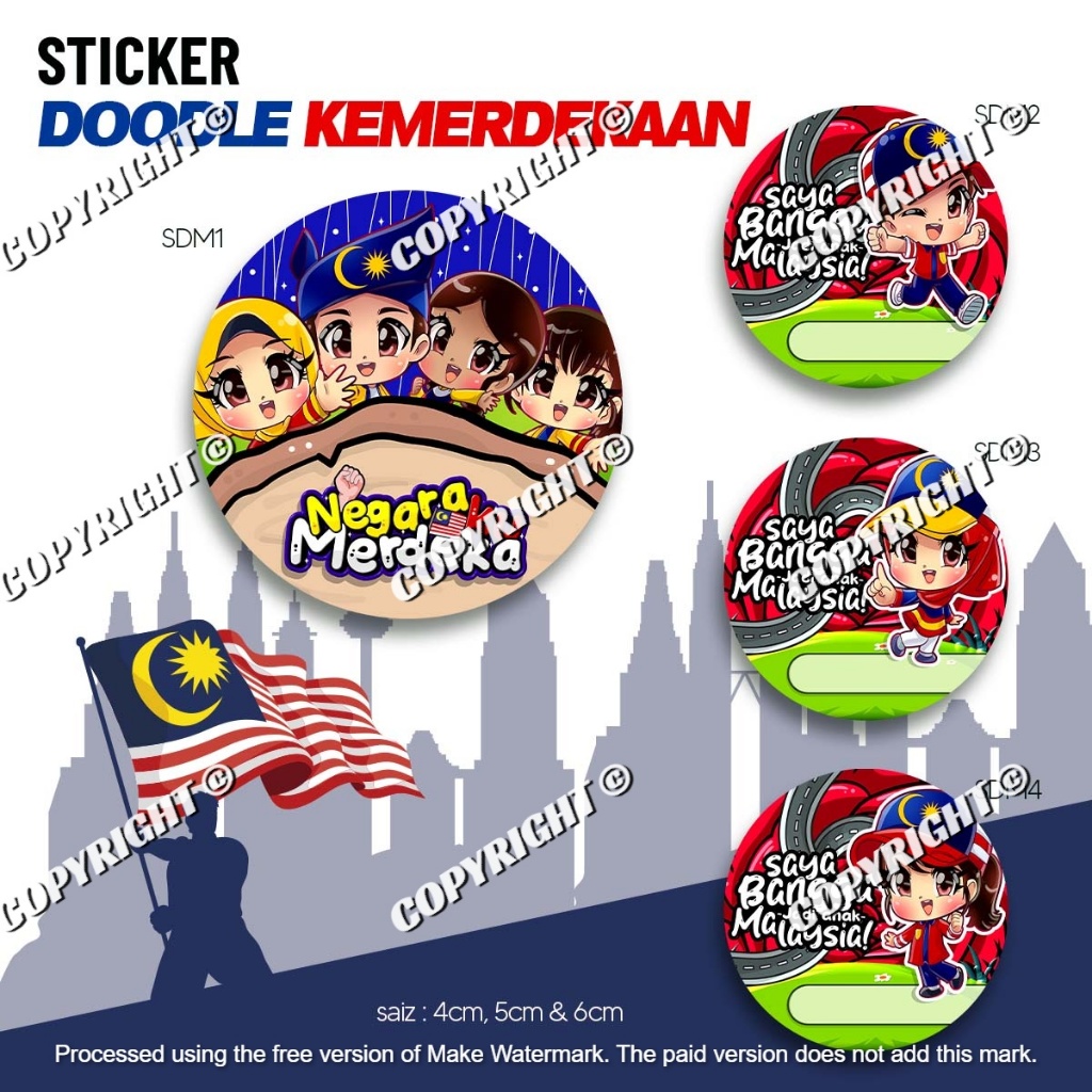 Sticker Doodle Sambutan Merdeka / Sticker Kemerdekaan / Label Sticker ...