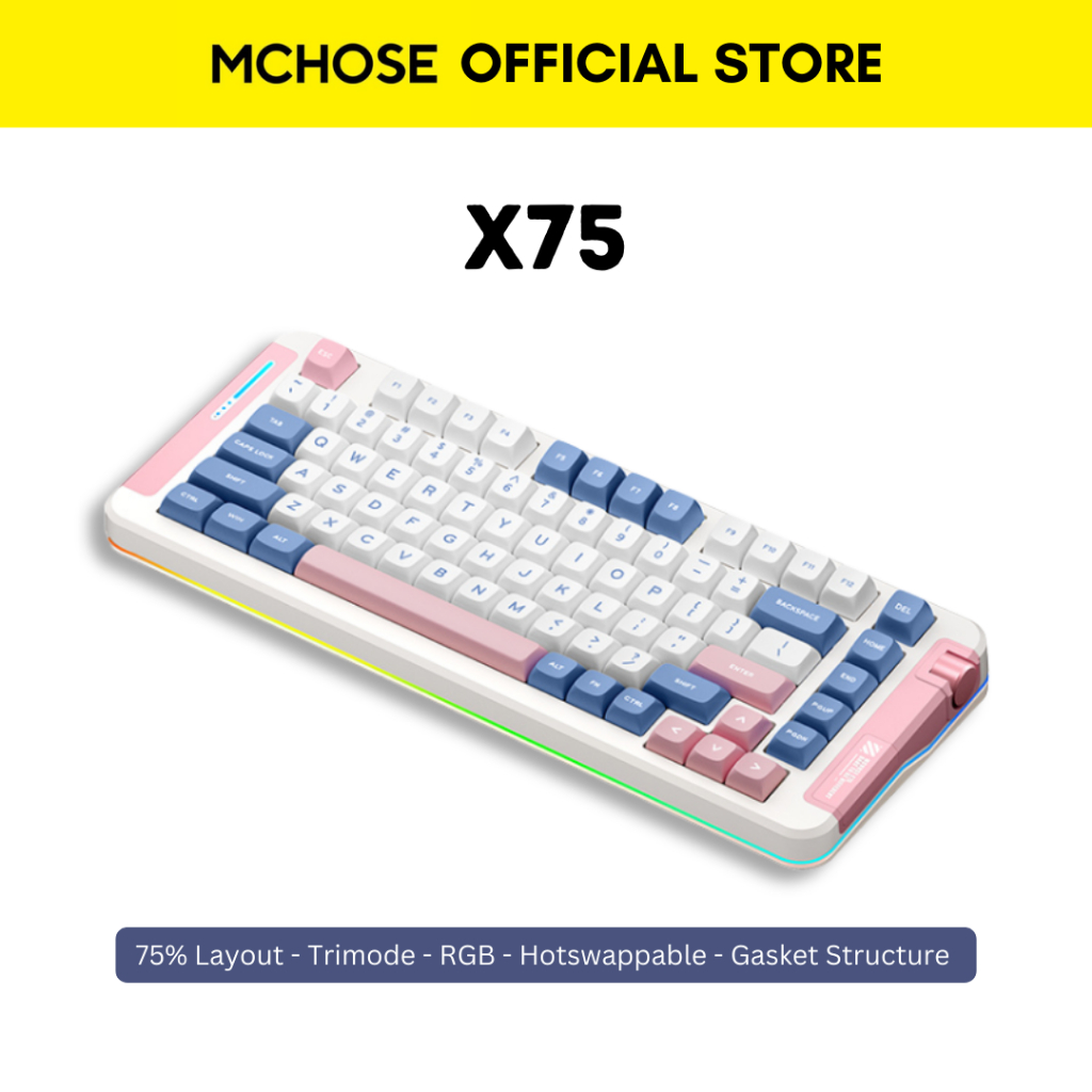MCHOSE X75 / X75 V2 Wireless Gasket Mount Mechanical Keyboard 3 Modes Connection/PBT Double Shot ...