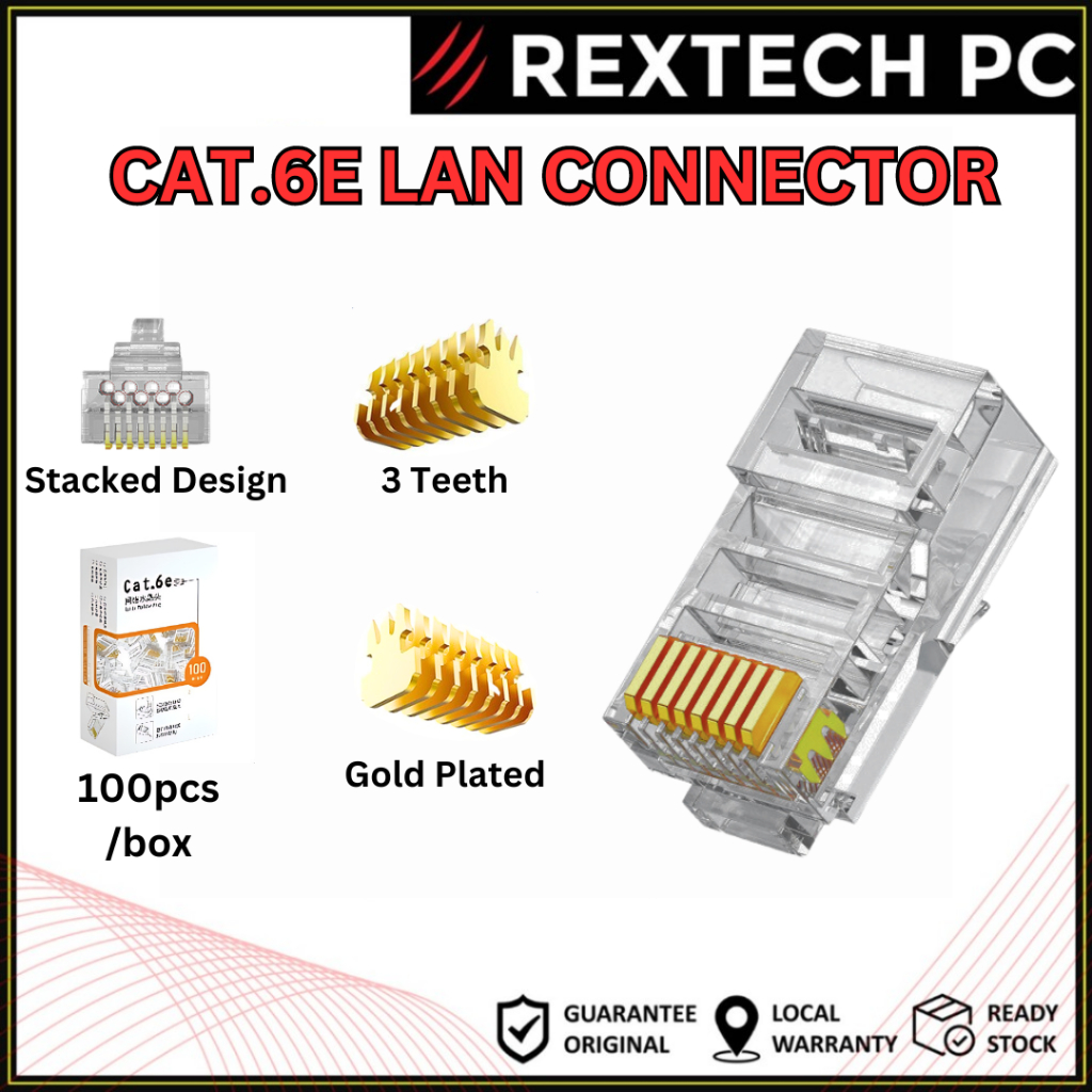 RJ45 LAN Network Connector Cat6e Cat6 Cat5e Cat5 Terminal router switch ...