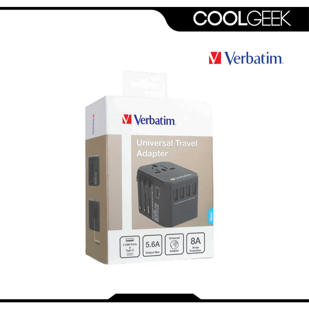 Verbatim 5-Ports Type-C & 4 USB Universal Travel Adaptor (Max 5.6A ...