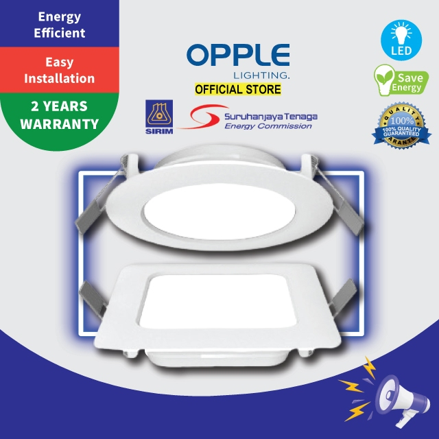 Opple LED ES2A Slim Downlight Ecomax - Recess Type 6W~12W~18W & 24W~Square/Round with SIRIM ...