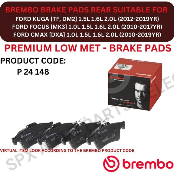 BREMBO GENUINE DISC BRAKE PAD (REAR) FOR FORD KUGA [TF, DM2] '12-19YR ...