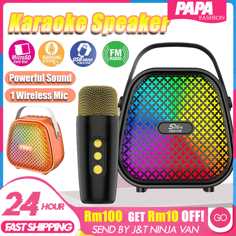 Mini Super Bass Bluetooth 5.3 Portable Karaoke Speaker RGB Light Led ...