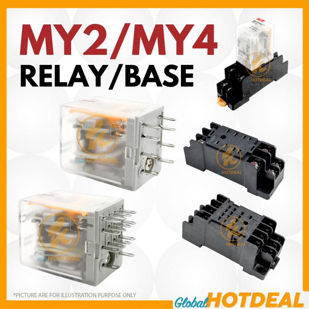 MY2 MY4 Relay Socket Relay Base Electronic Component Coil Voltage 8 Pin ...