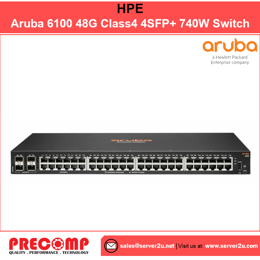 HPE Aruba 6100 48G Class4 4SFP+ 740W Switch (R9Y04A) | Shopee Malaysia