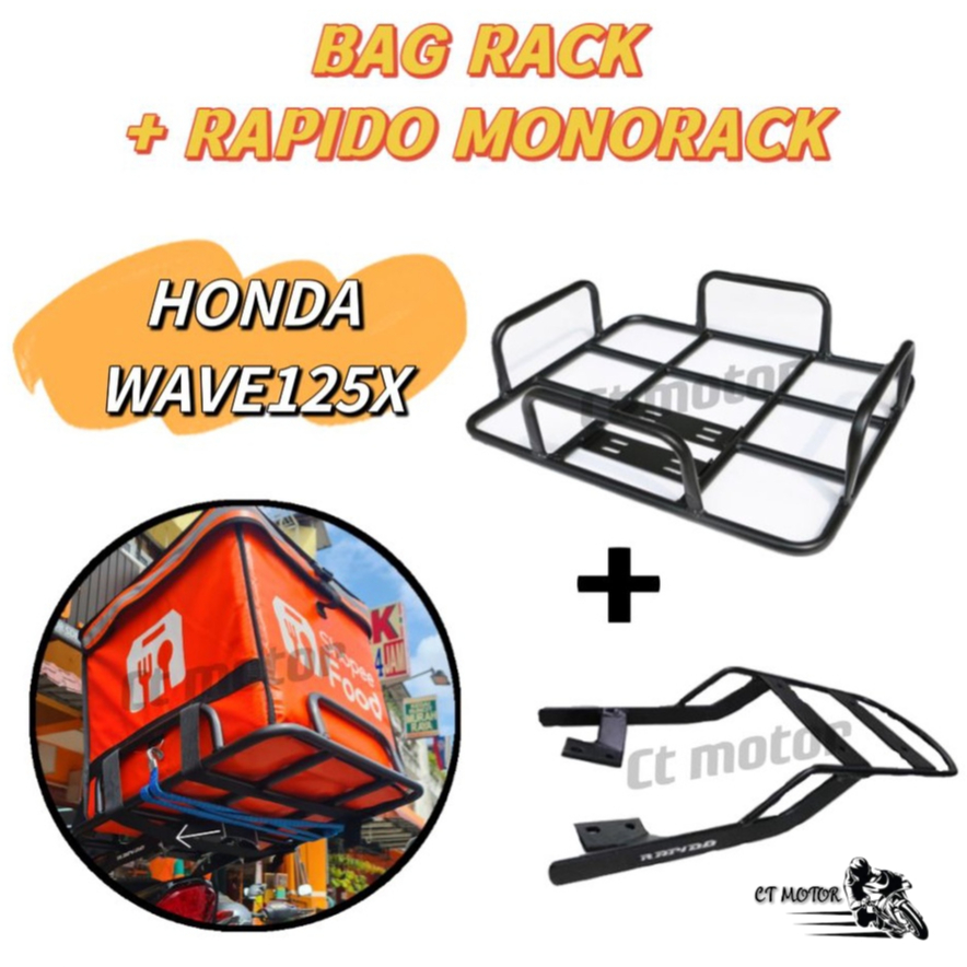 ct motor HONDA WAVE 125X Rapido Monorack + Bag Delivery Besi Frame Rack ...