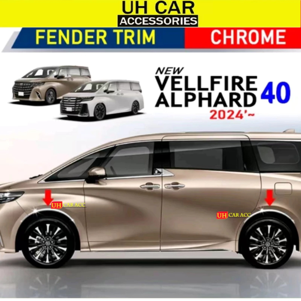 Toyota Alphard Vellfire 2024 AH40 AGH40 Fender Trime Garnish Chrome ...