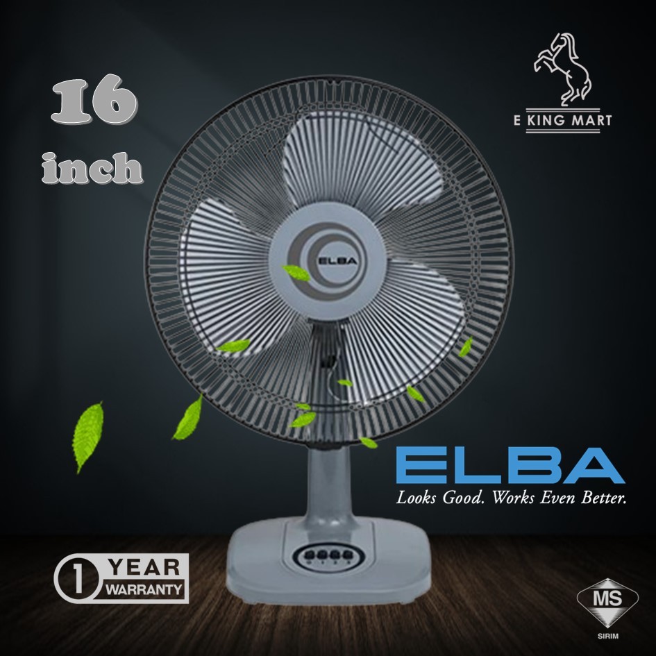 ELBA Table Fan 16" 16 Inch ETF-G1620(GR) 3 Speed Cooling Kipas Meja ...