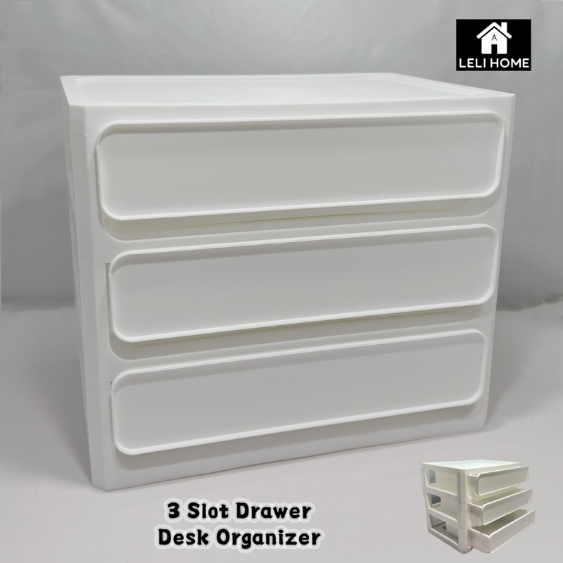 LeLi Home 3 Slot Drawer Storage Box Desktop Cosmetic Accessories ...