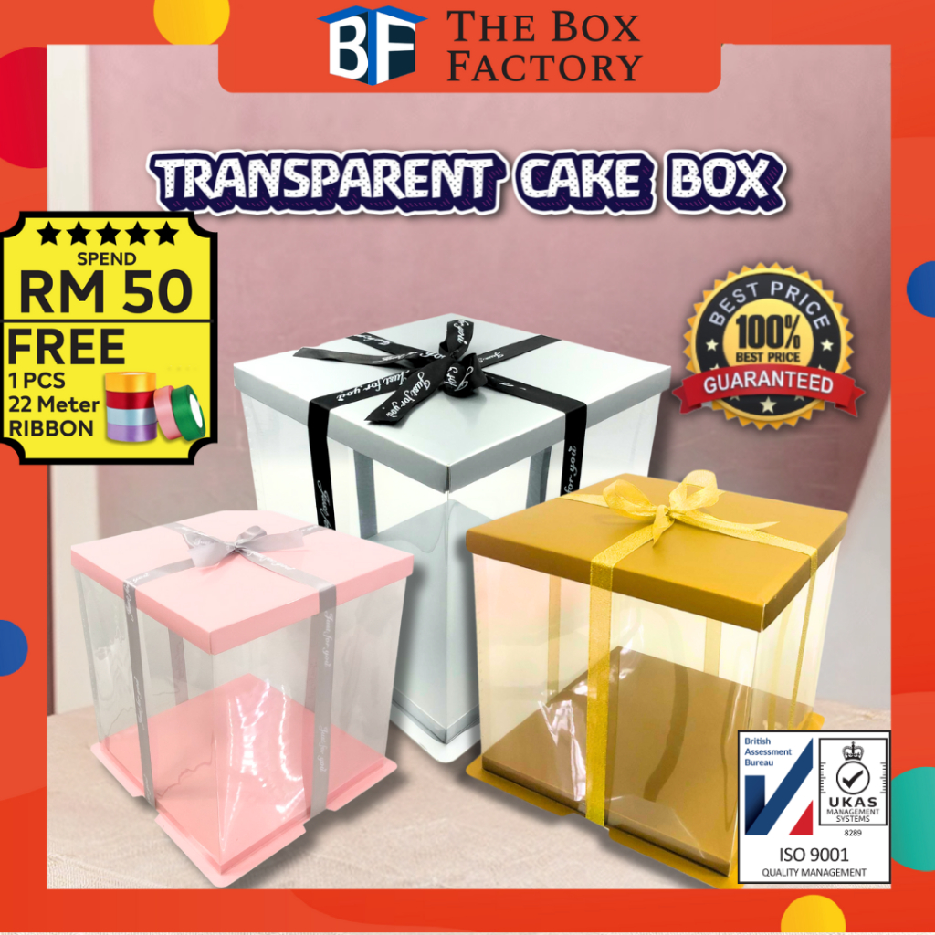 Color Transparent Cake Box 6/8/10/11inch Heighten Kotak Hantaran Kotak ...