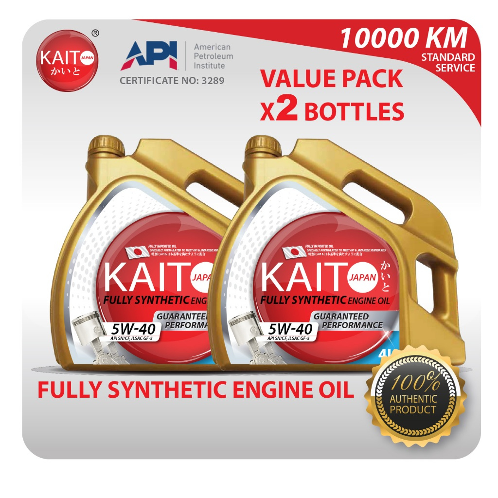 Kaito Japan 5W40 Fully Synthetic Engine Oil (4 Liters X 2 Bottle) VALUE ...