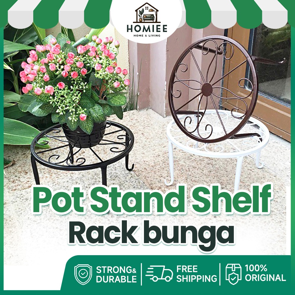 HOMIEE Iron Rak Pasu Bunga Besi Flower Pot Stand Flower Rack Plant ...