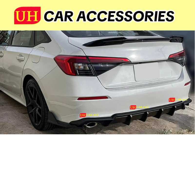 HONDA CIVIC FE 2022 2023 2024 AERO PP REAR DIFFUSER LIP GLOSSY BLACK ...