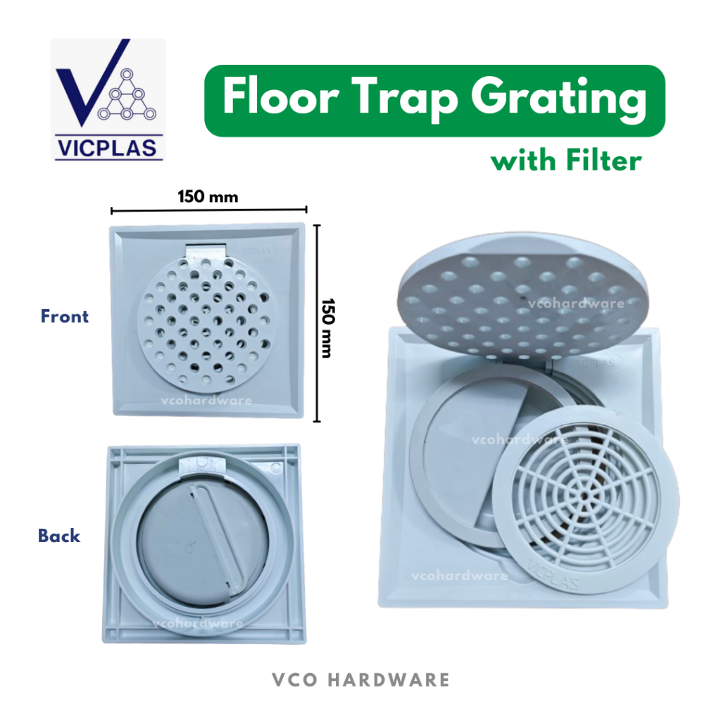 Vicplas 150 mm 6" PVC Floor Trap Grating with Filter Anti Mosquito / Anti Pest | Shopee Malaysia