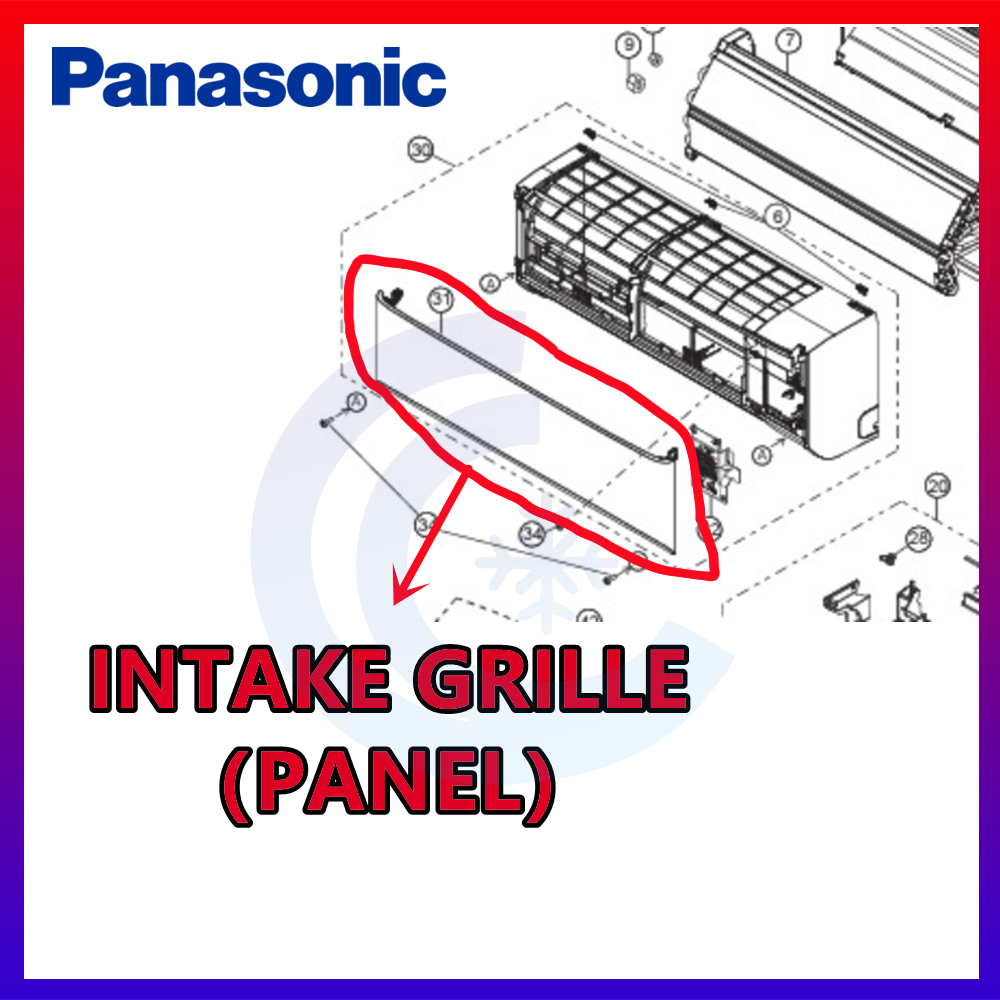 PANASONIC CS-S13TKH-1 CS-S13RKH-1 INTAKE GRILLE PANEL CWE22K1653 INTAKE ...
