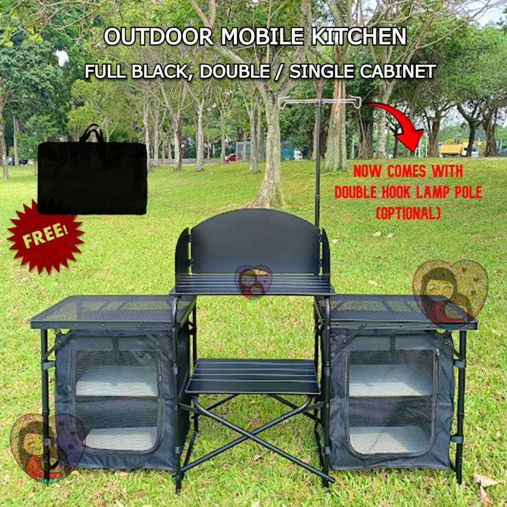 Outdoor Camping Mobile Kitchen Portable Folding Kitchen Full Black ...