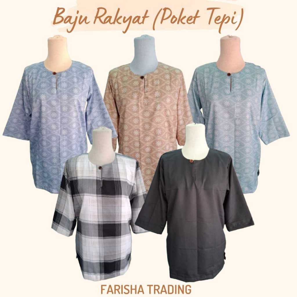 Baju Rakyat Moden / Poket Tepi Kiri Kanan / Design Baru 2024 | Shopee ...