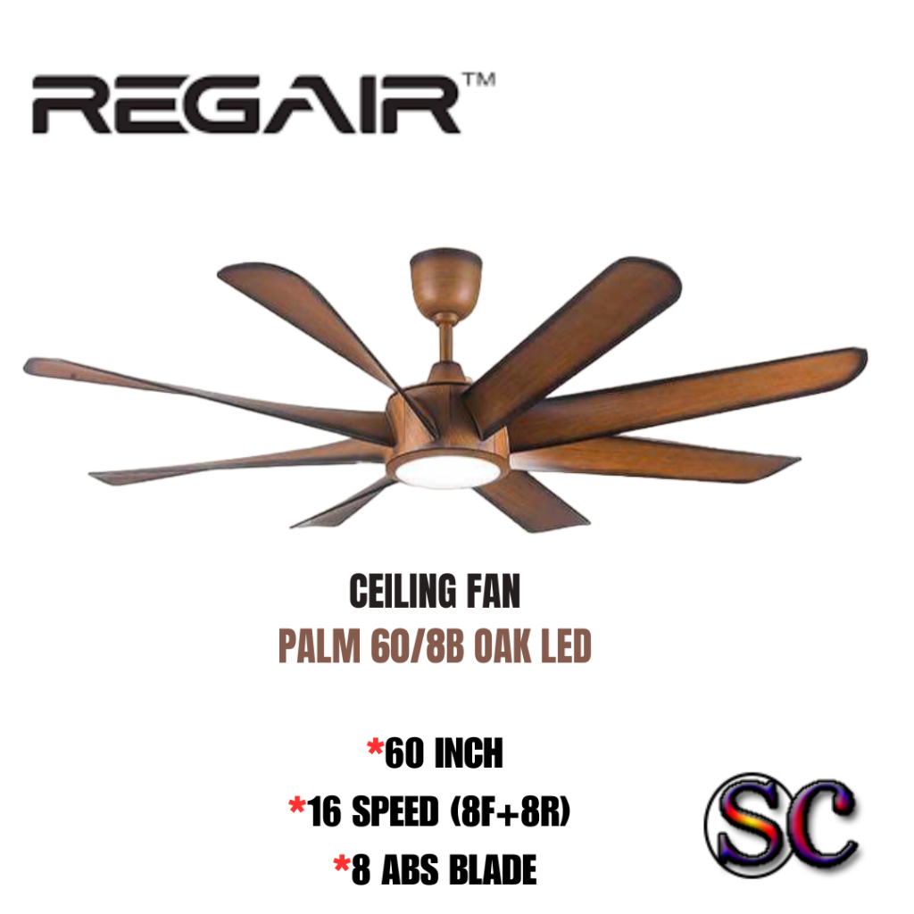 REGAIR CEILING FAN DC PALM 60/8B OAK LED | Shopee Malaysia