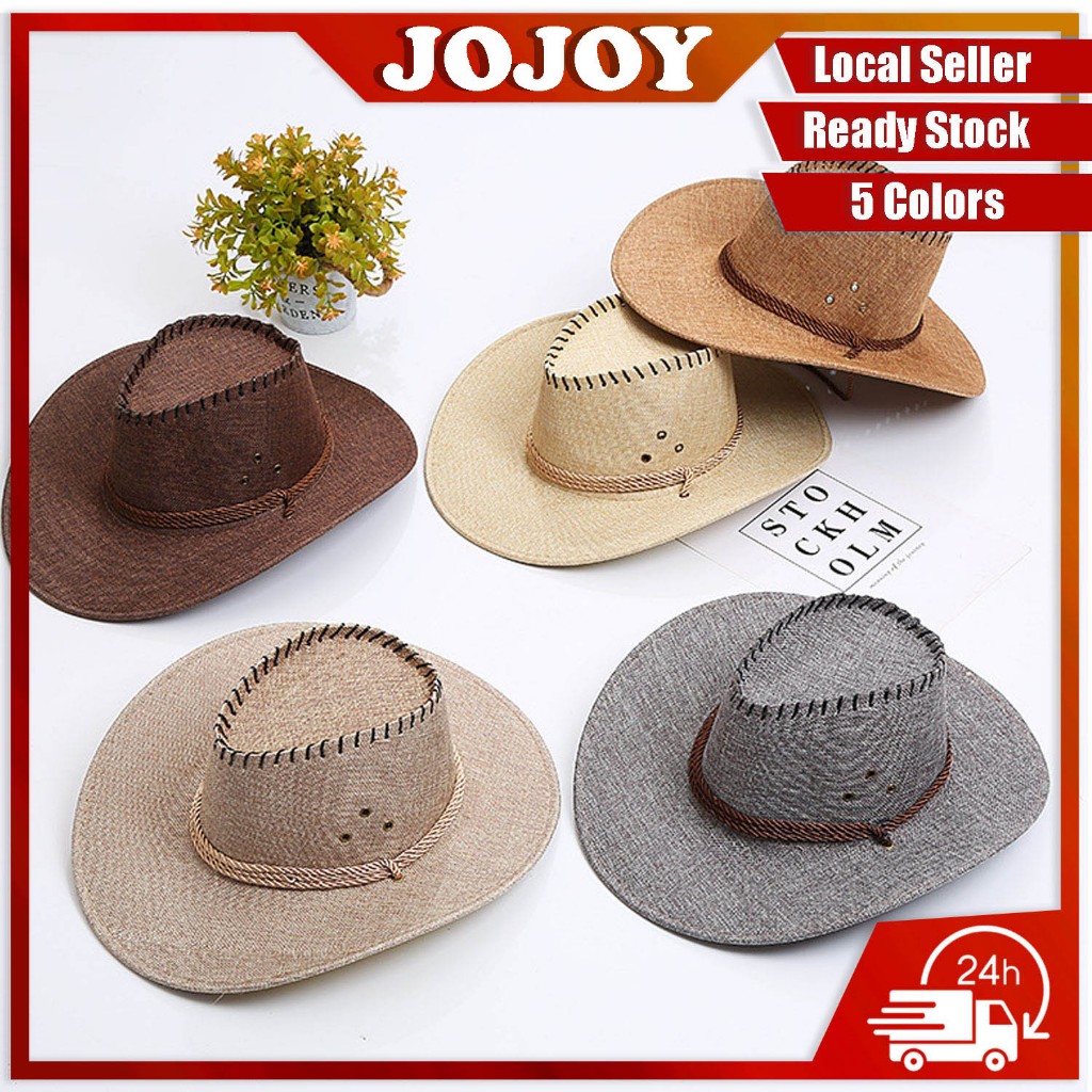 JOJOY Fashion Cowboy Hat Suede Look Wild West Fancy Dress Men Lady ...