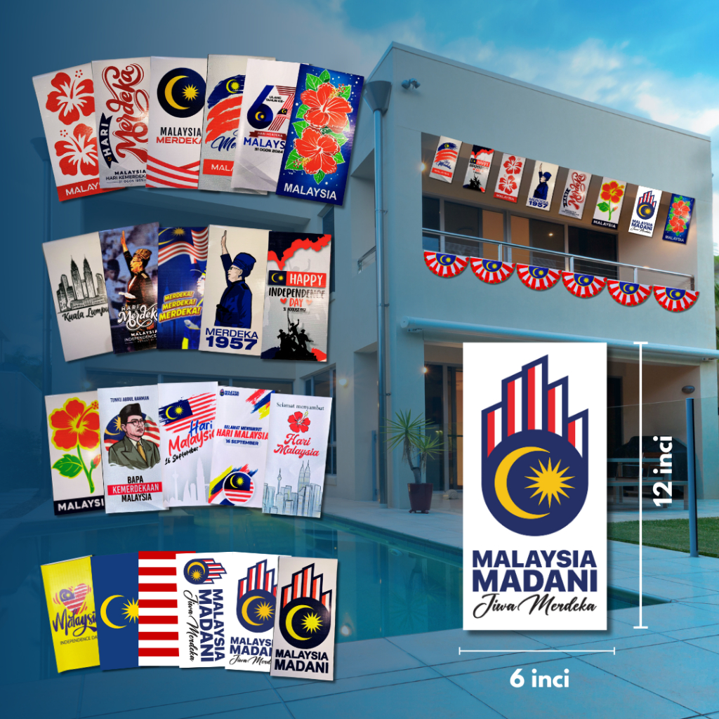 10 Keping Bendera Hiasan Patriotik Malaysia Jiwa Merdeka Flag Deko Hari ...