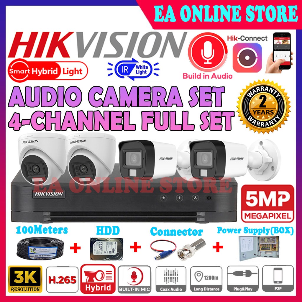 HIKVISION Dual Light Full Complete Set 🌟4-CHANNEL🌟 3K Smart Hybrid ...