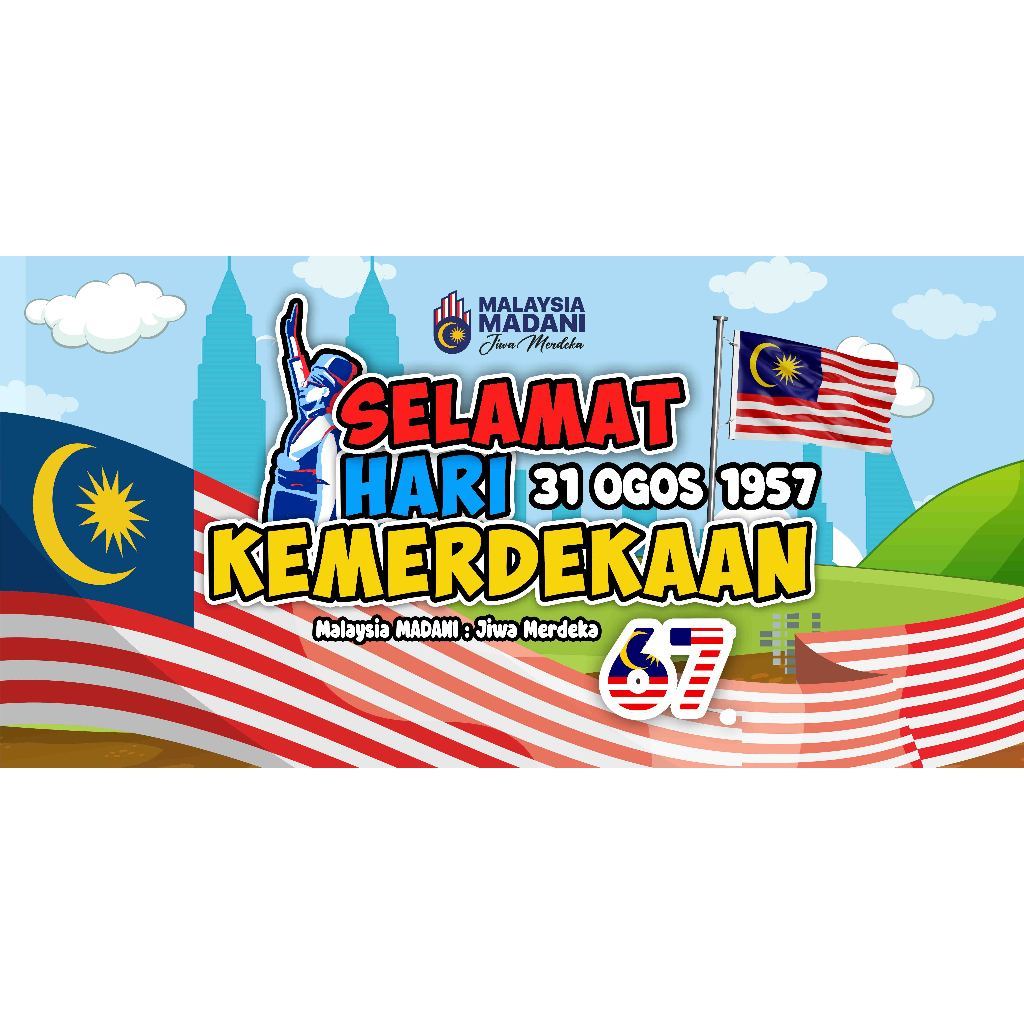 Banner Merdeka / Banner Hari Kebangsaan / Banner Hari Kemerdekaan 2024 (Versi kanak-kanak ...
