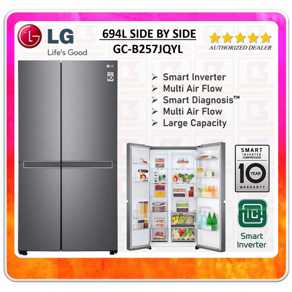 LG GC-B257JQYL - 694L, Side-by-Side Fridge in Dark Graphite Finish ...