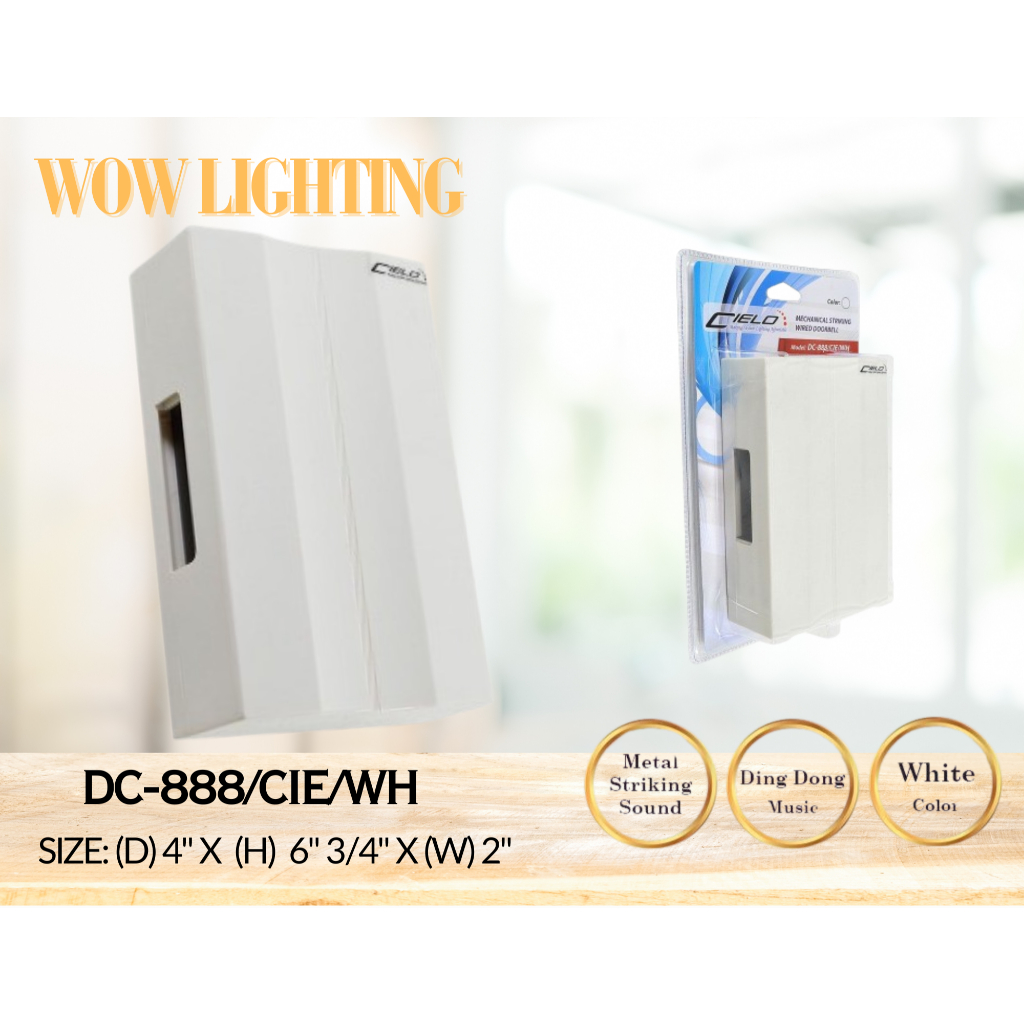 CIELO DC-888 White Mechanical Striking Wired Ding Dong Doorbell ...