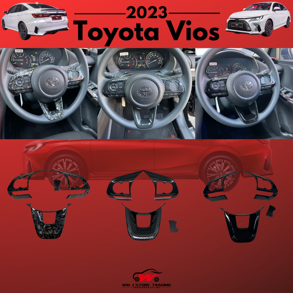 Toyota Vios Gen4 AC100 2023+ Carbon Trim/Glossy Black Steering Button ...