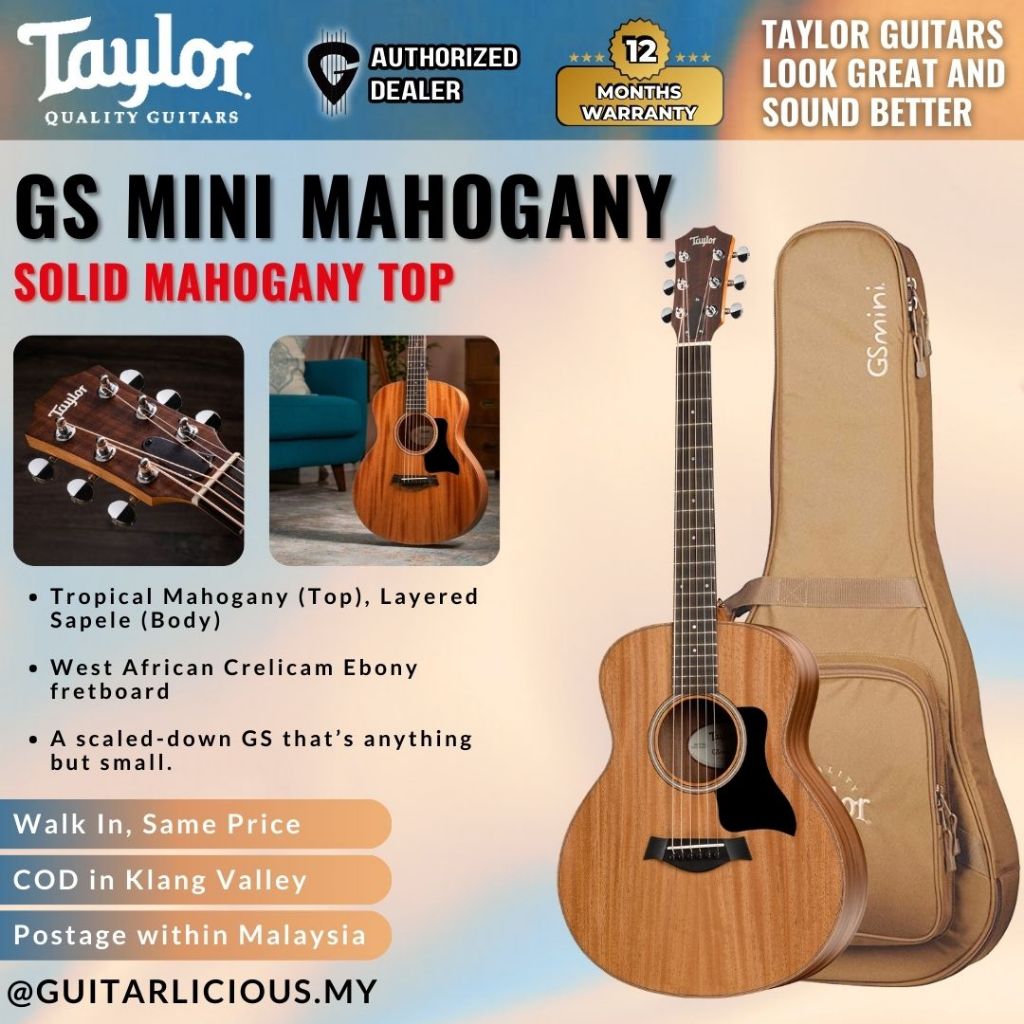 TAYLOR GS Mini Mahogany Acoustic Guitar with Bag ( GSMINI / GS-MINI-MHG ...