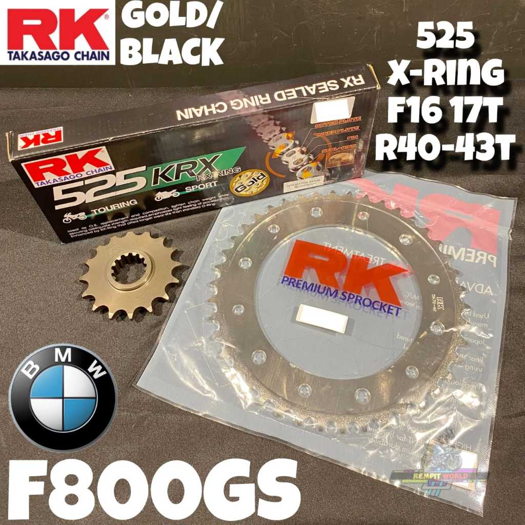 SPROCKET SET 525 SPOKET SET BMW F800GS GB KRX X-Ring Black Gold Chain ...