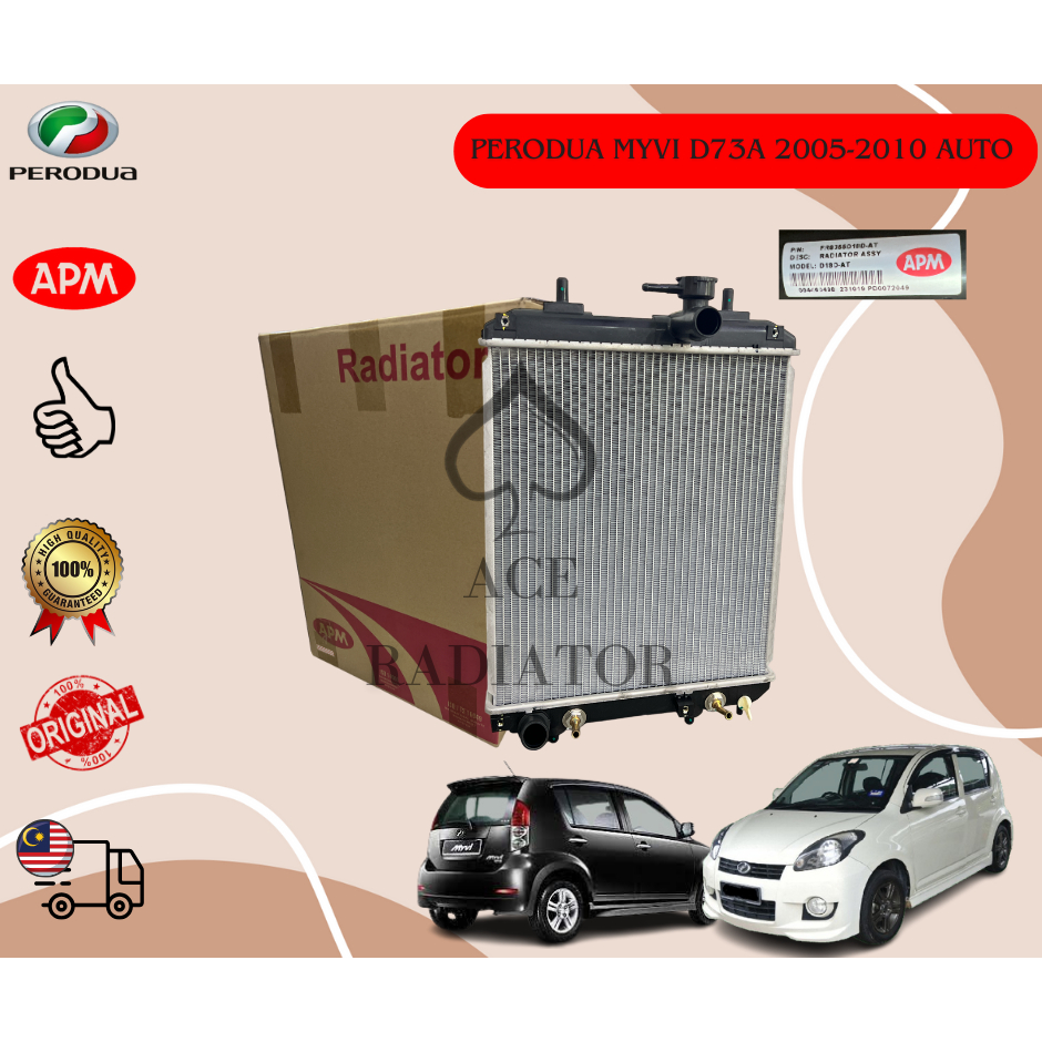 ORIGINAL APM RADIATOR ASSY PERODUA MYVI D73A 2005-2010 1.0/1.3CC AUTO/MANUAL (FIRST MODEL ...