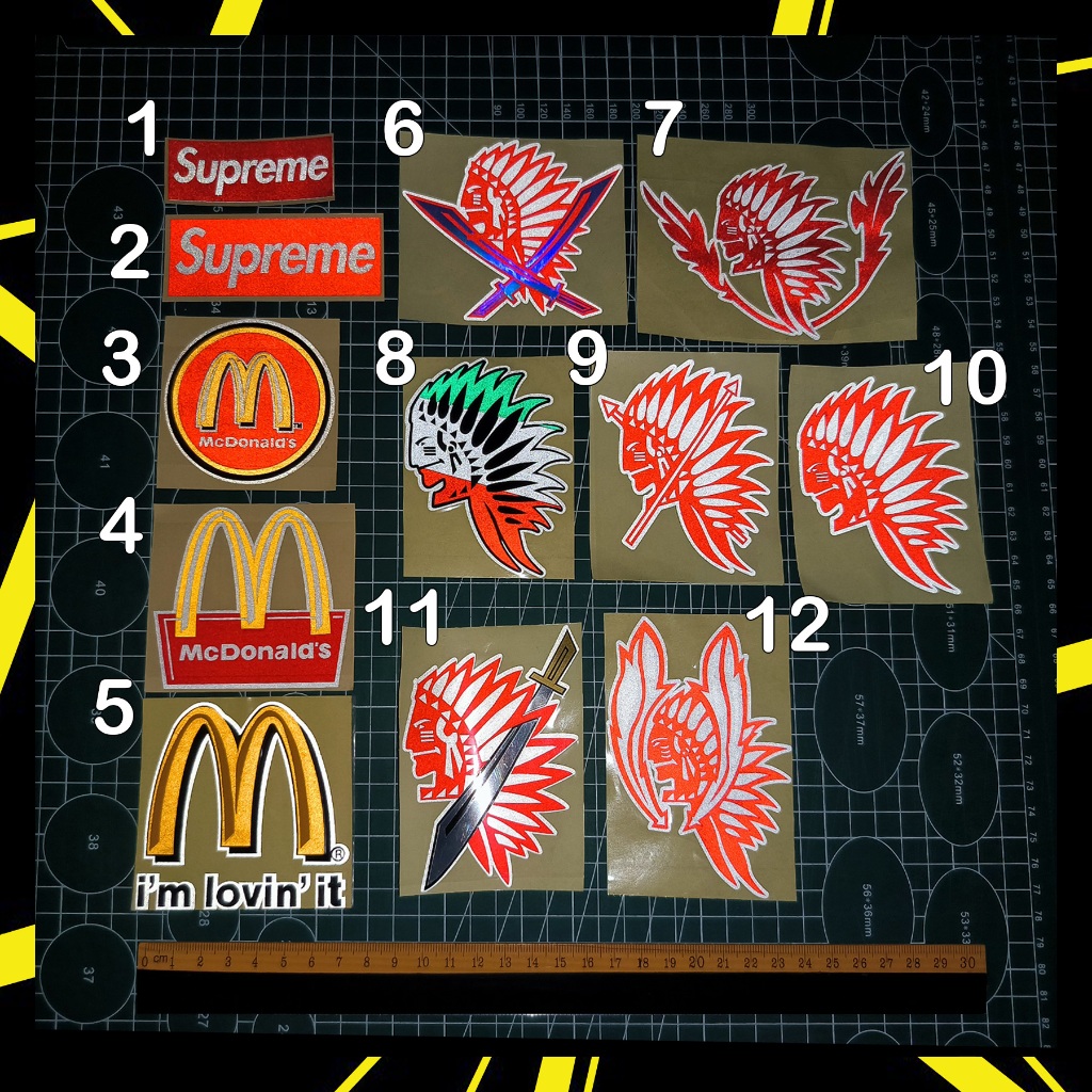 STIKER POTONG PANTUL CAHAYA SUPREME LOGO MCDONALD'S APACHEE DESIGN ...